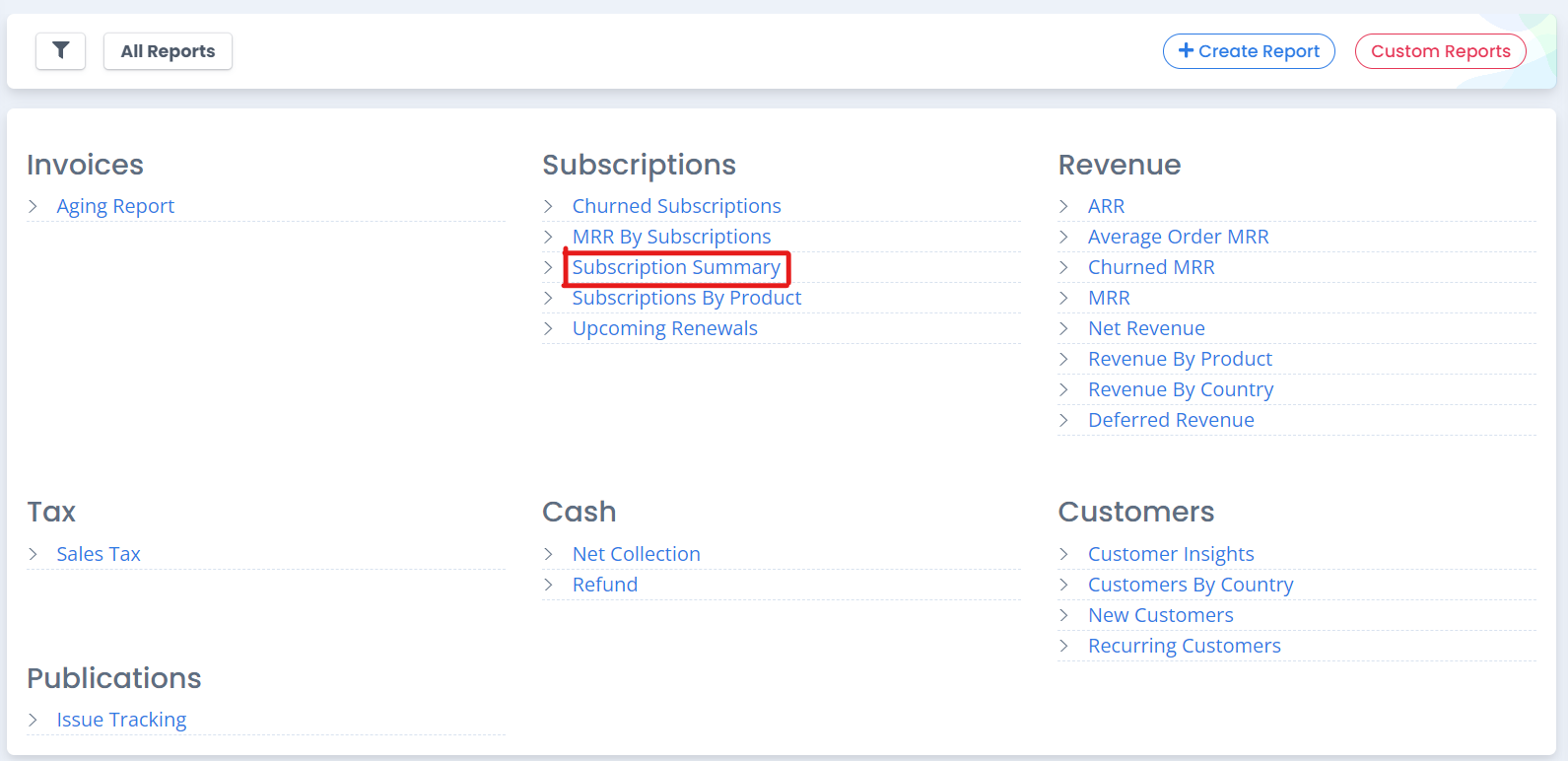 Subscription Summary Report – SubscriptionFlow