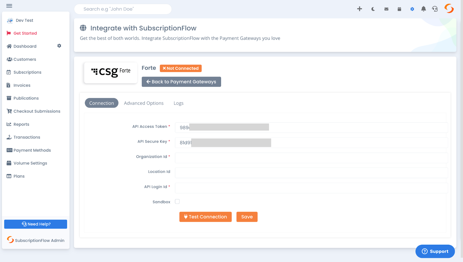 CSG Forte – SubscriptionFlow