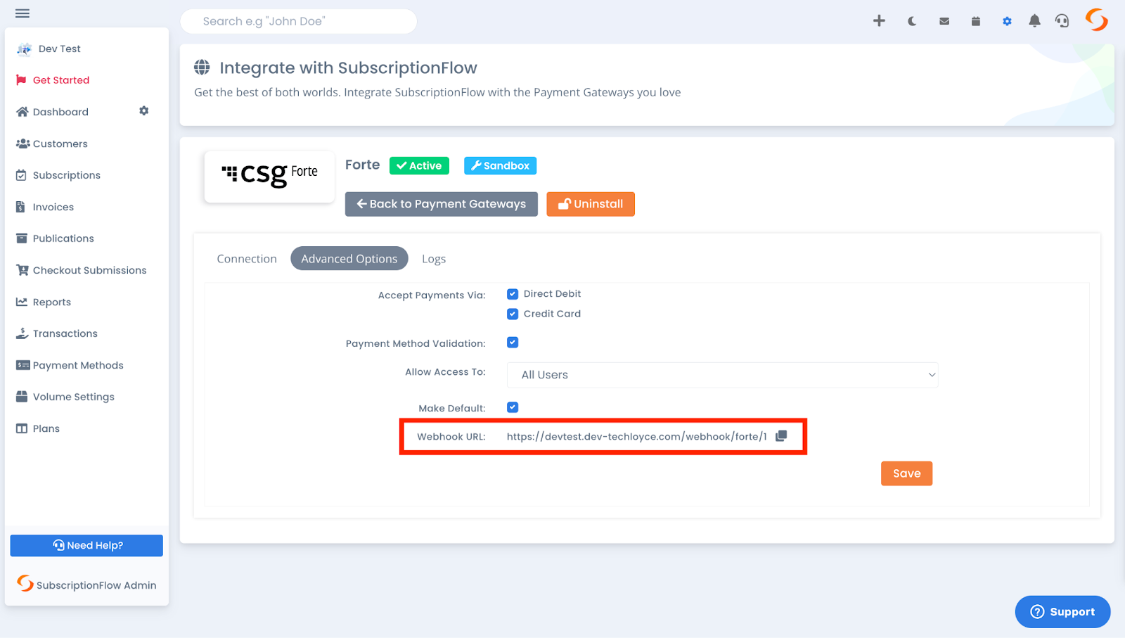 CSG Forte – SubscriptionFlow