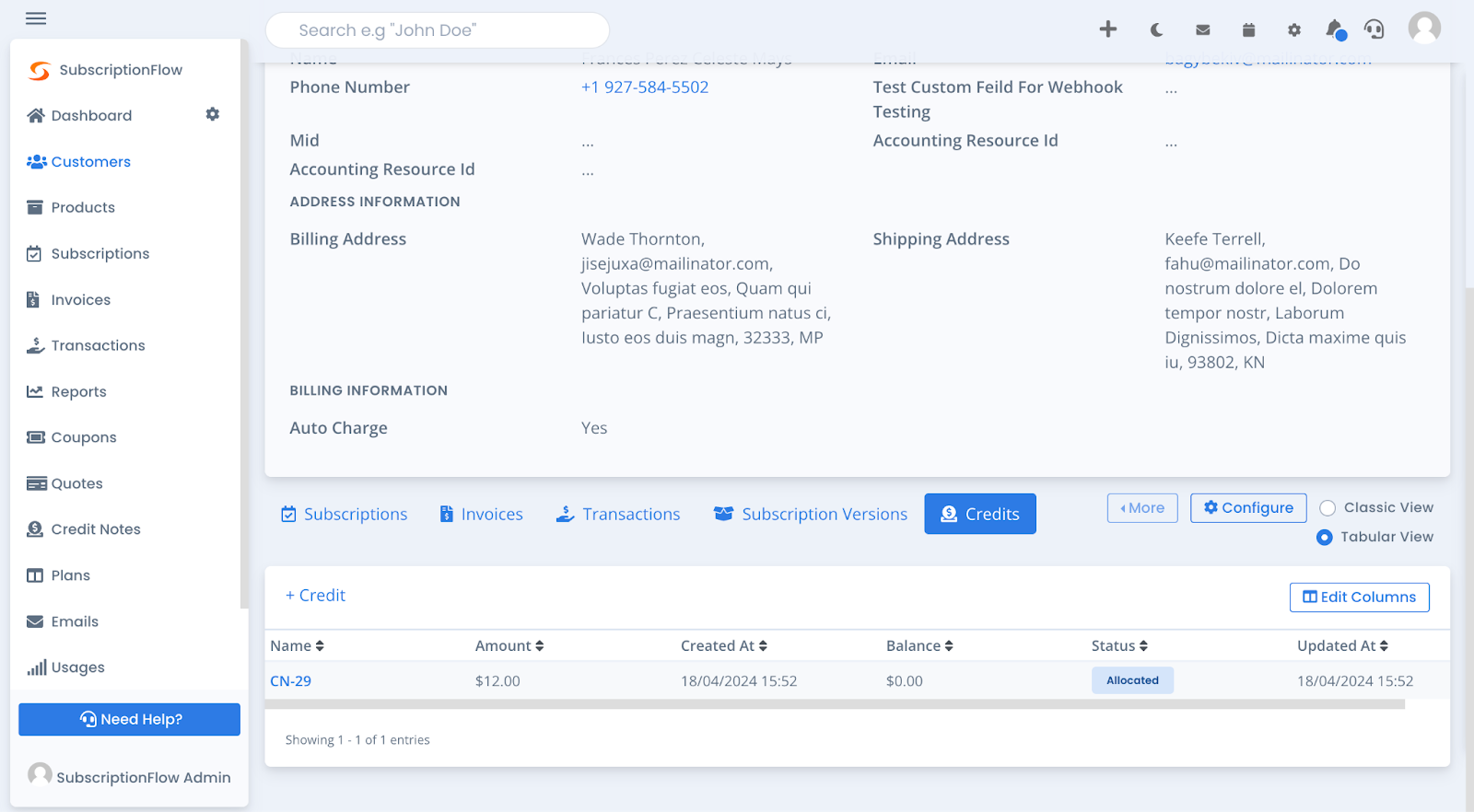 Process a Refund – SubscriptionFlow