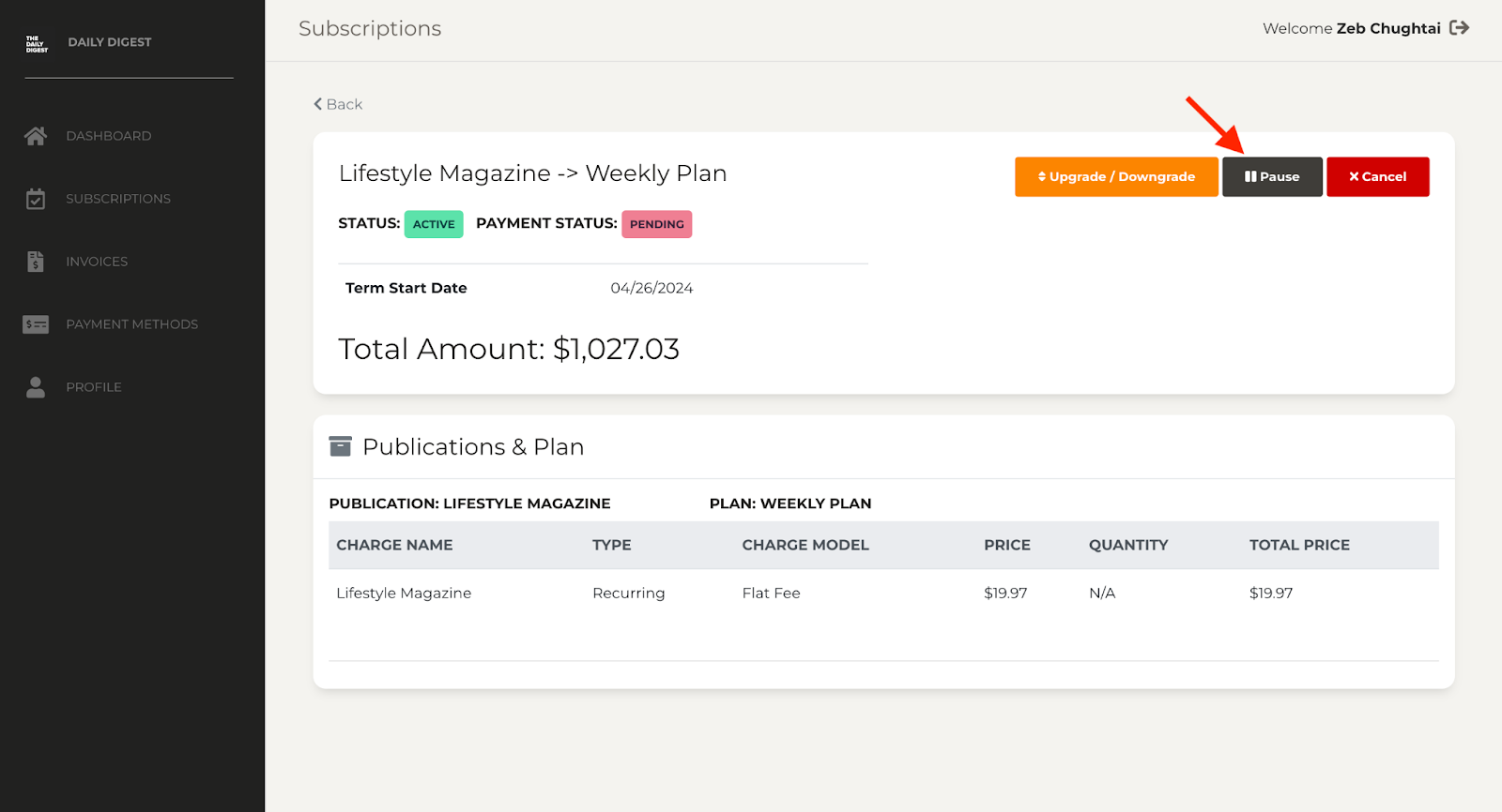 Editing Subscription (Customer) – SubscriptionFlow