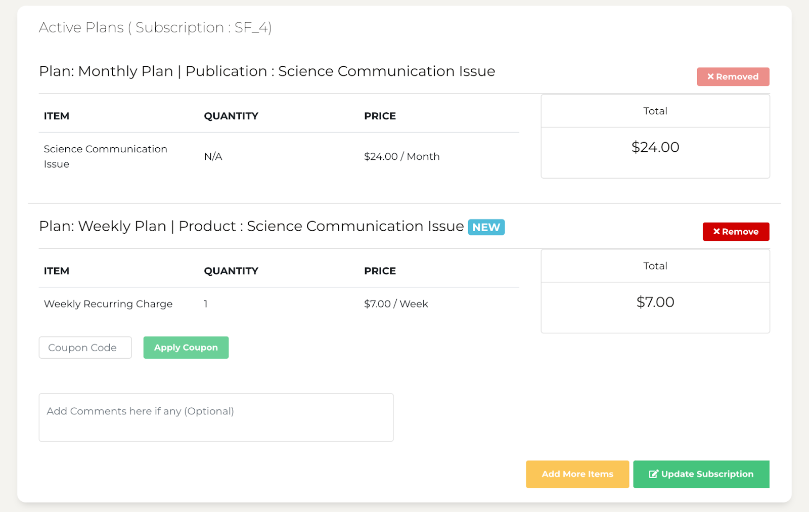 Editing Subscription (Customer) – SubscriptionFlow