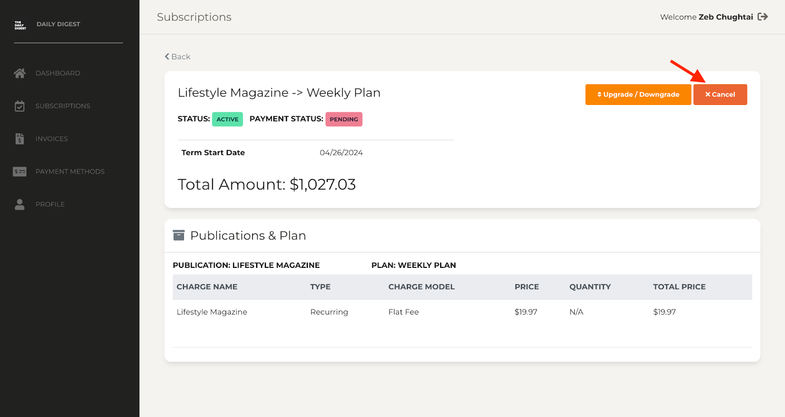 Editing Subscription (Customer) – SubscriptionFlow