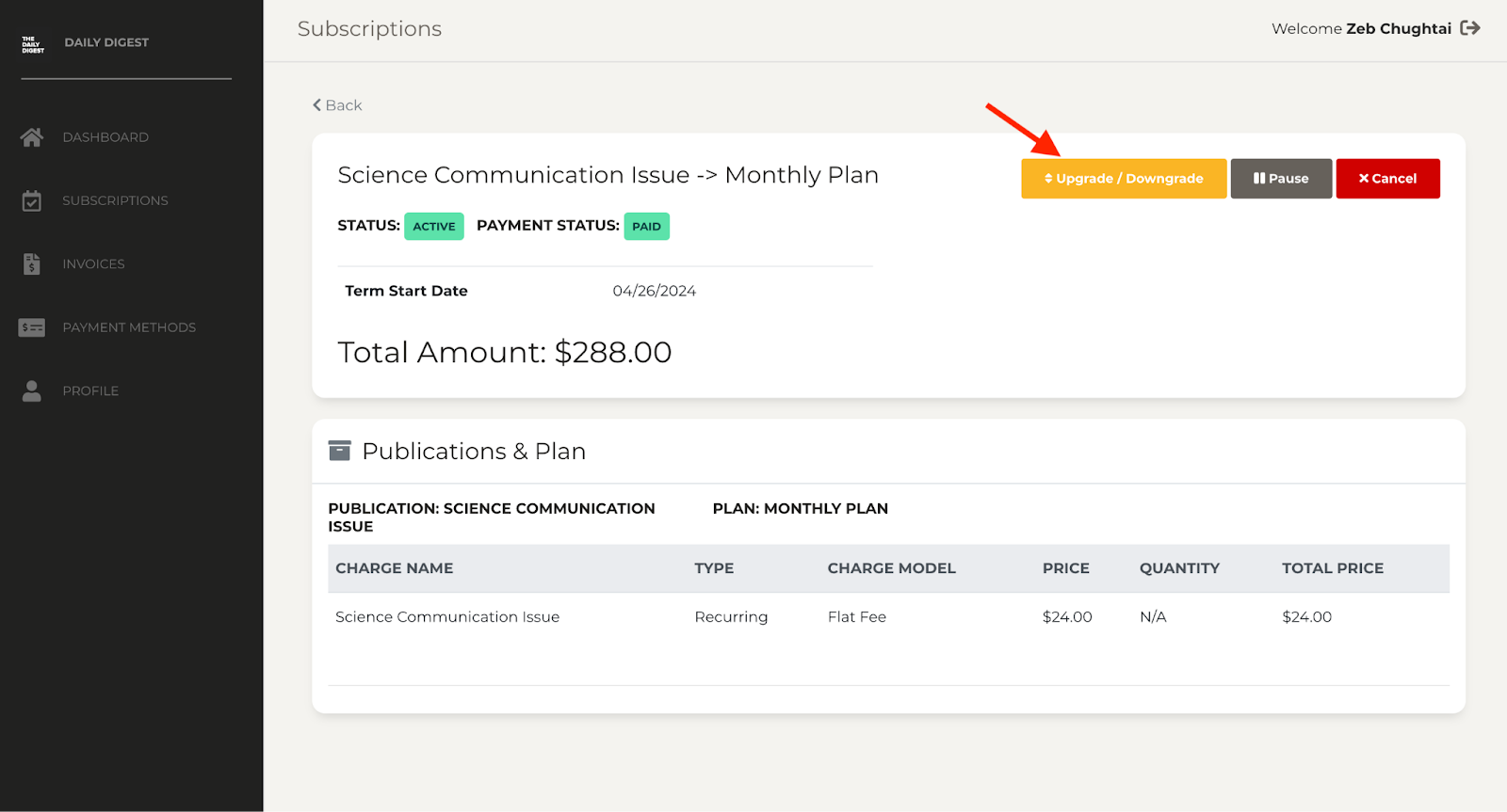 Editing Subscription (Customer) – SubscriptionFlow