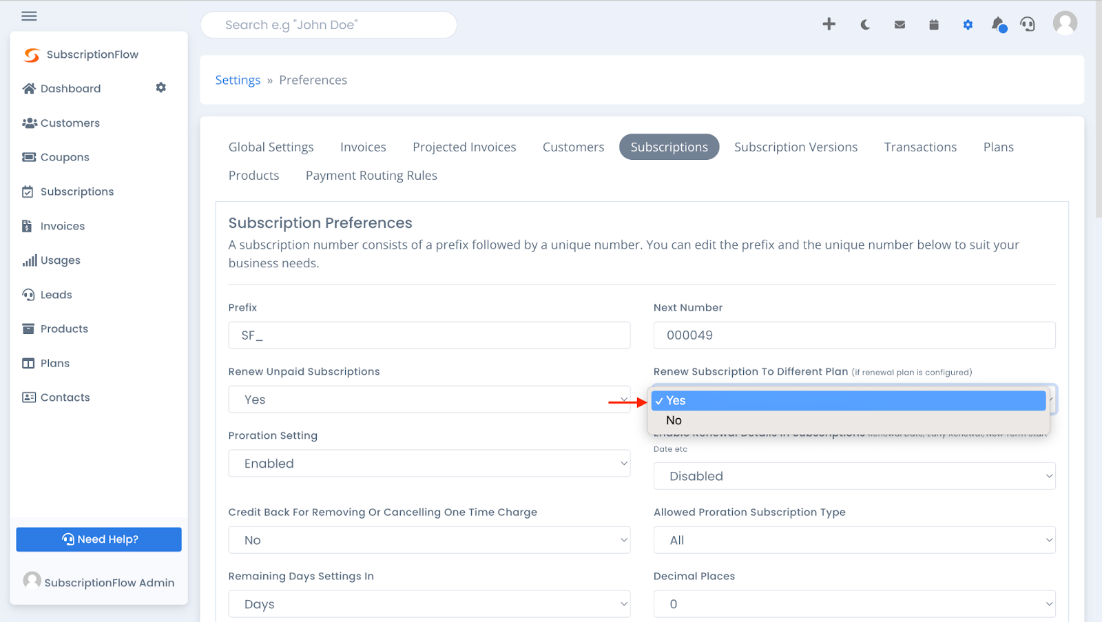 Enable Paid Trials – SubscriptionFlow