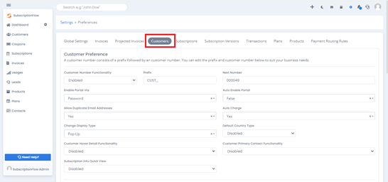 Customer hierarchy – SubscriptionFlow