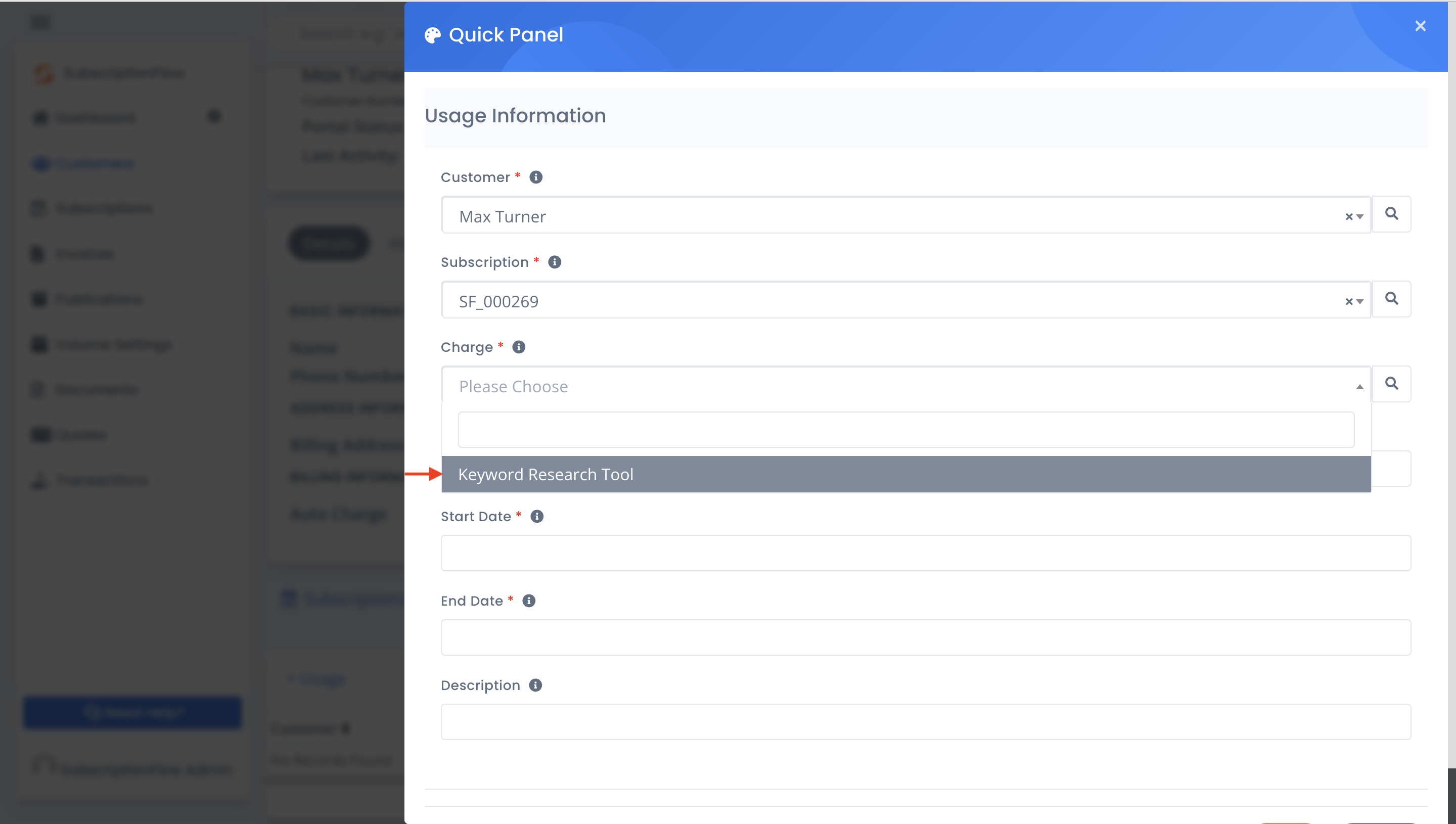Posting Usage Data – SubscriptionFlow