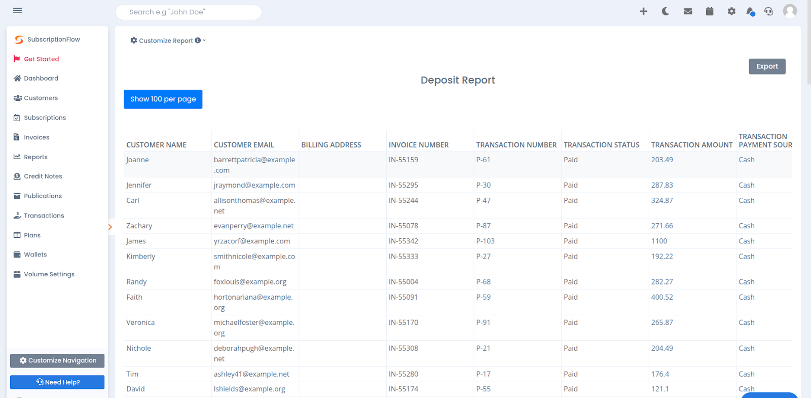 Deposit – SubscriptionFlow