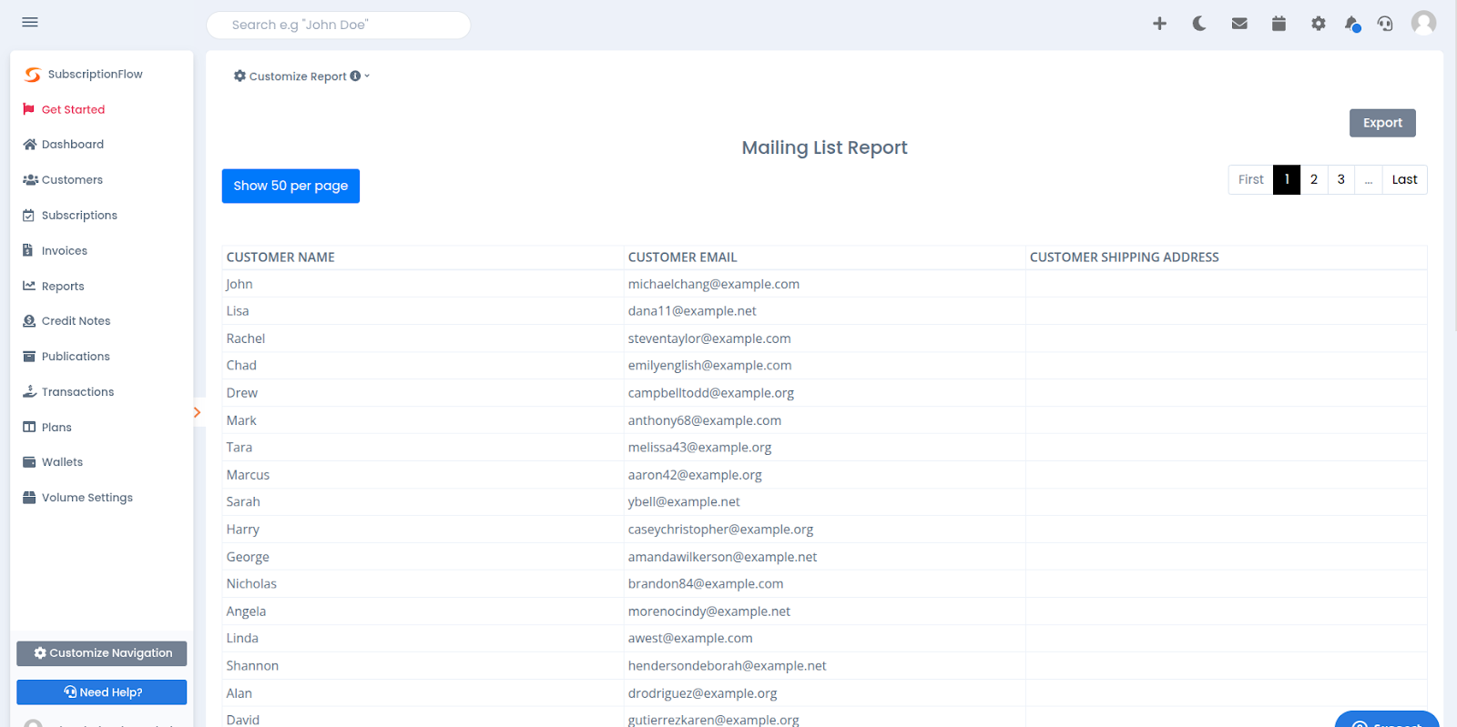 Mailing List – SubscriptionFlow