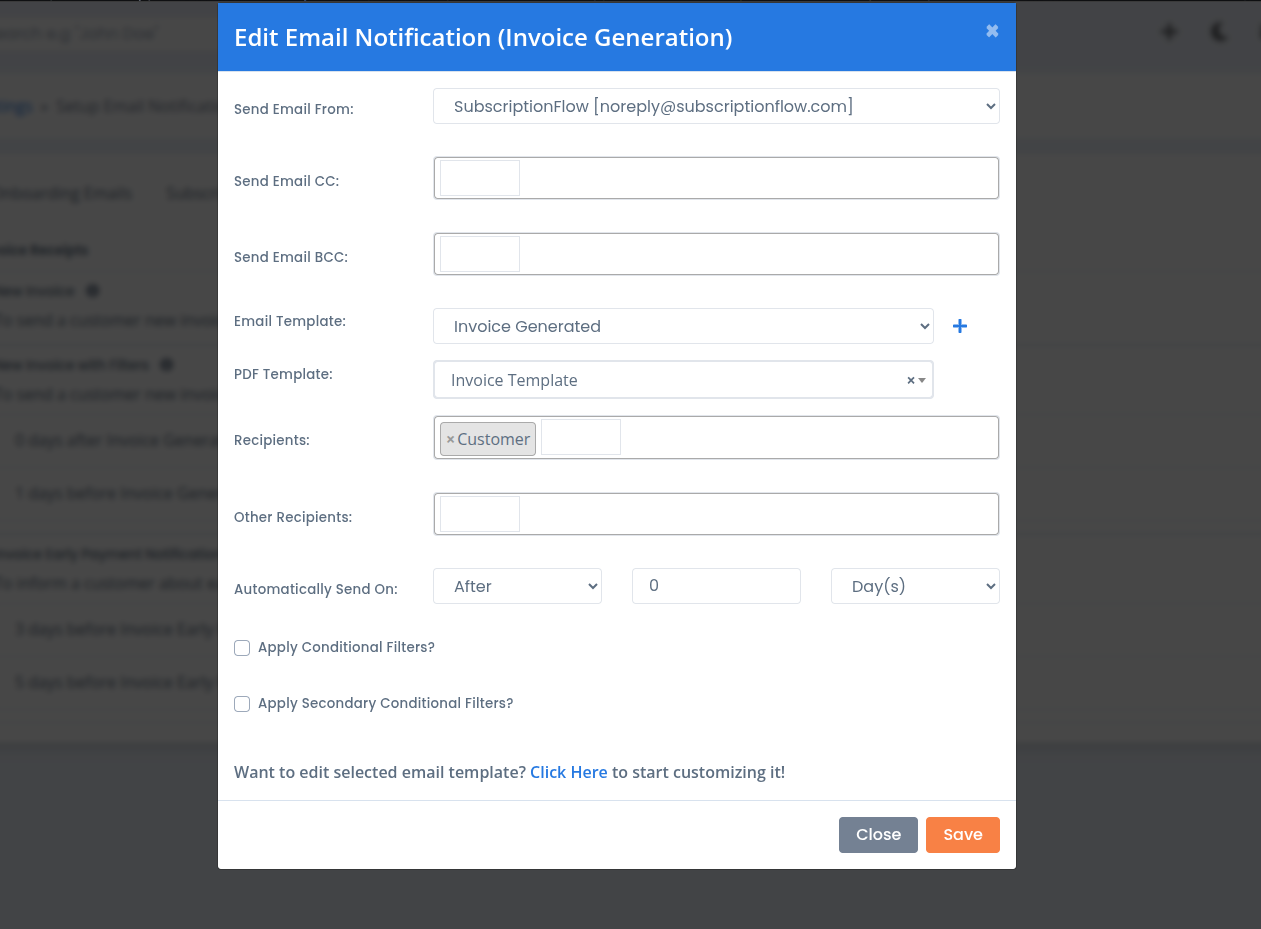 Invoice Emails – SubscriptionFlow